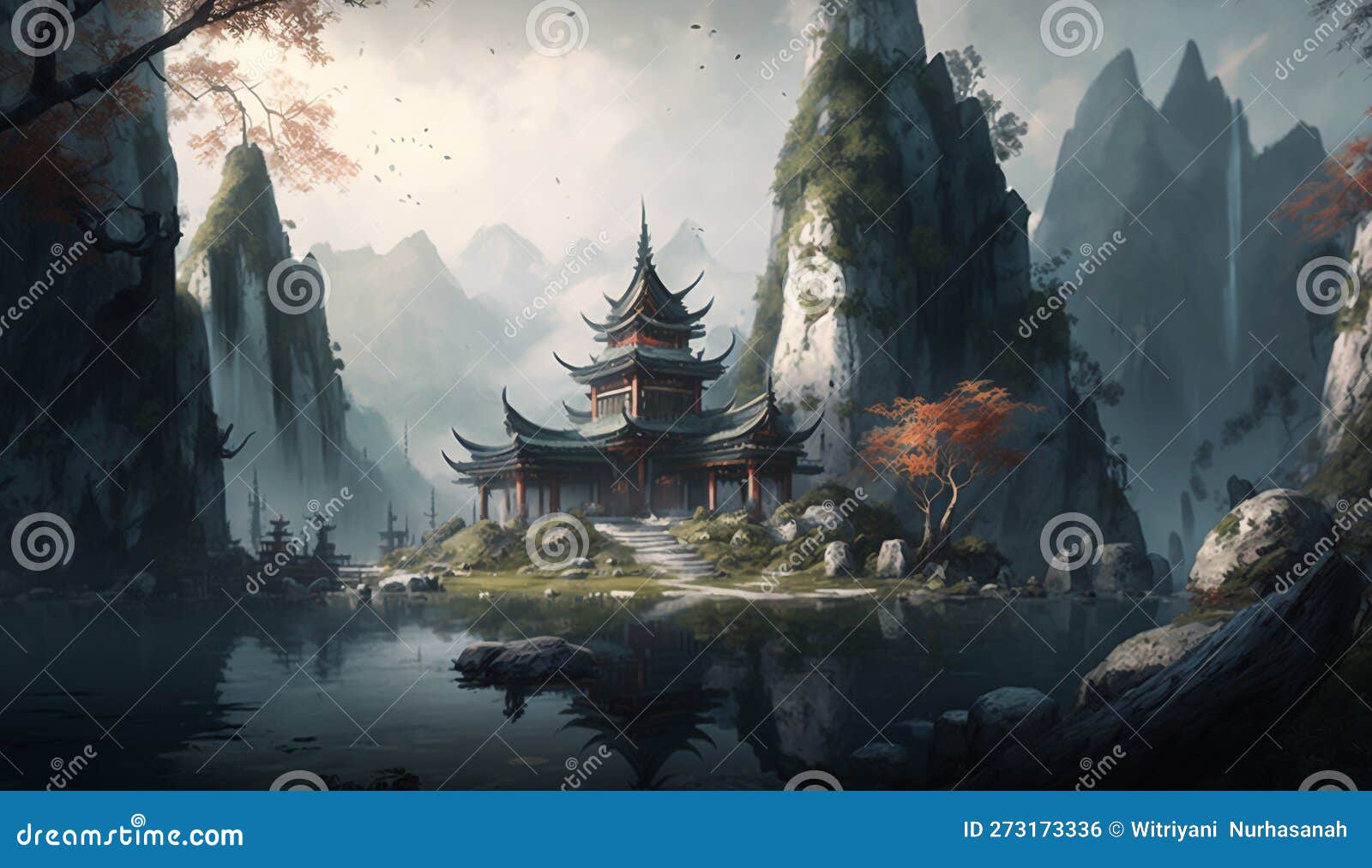 Castle Behind Spider Webs Vector Illustration | CartoonDealer.com #16778698