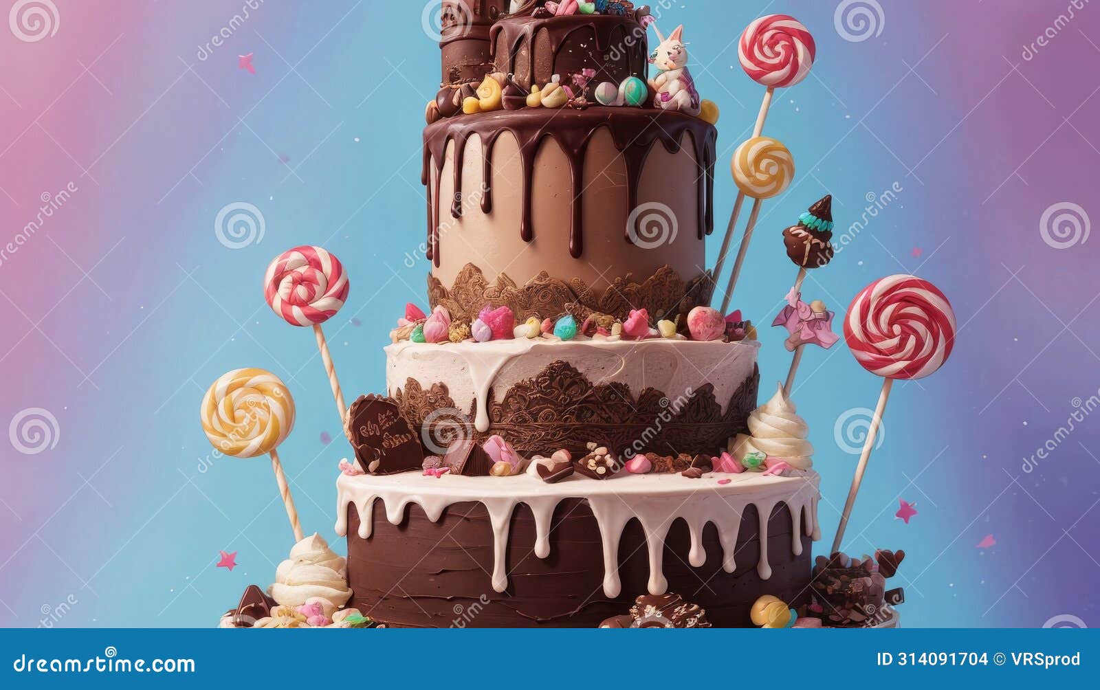 Fantasy Chocolate Cake Tower Stock Photo - Image of creative ...