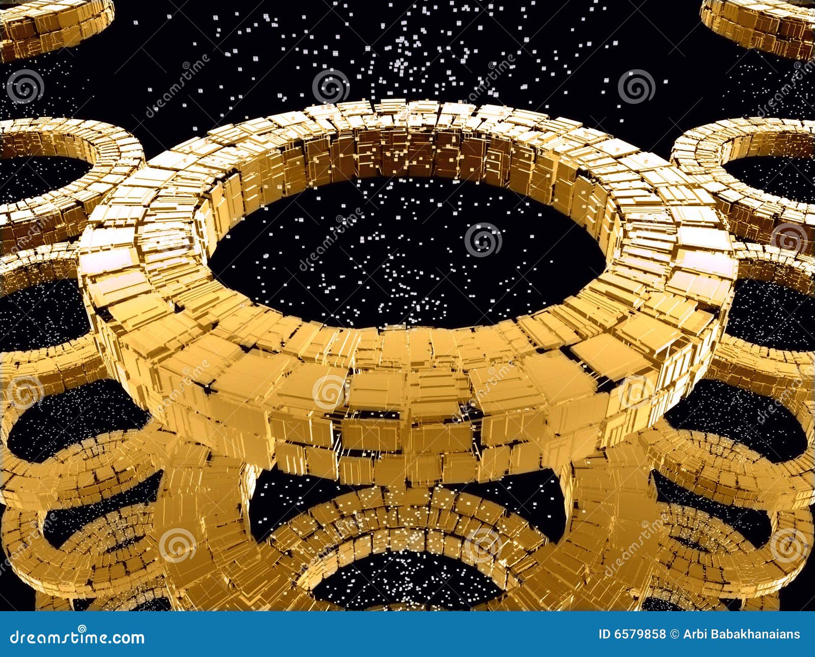 Fantasy Circular Yellow Futuristic Constructions Stock Illustration ...