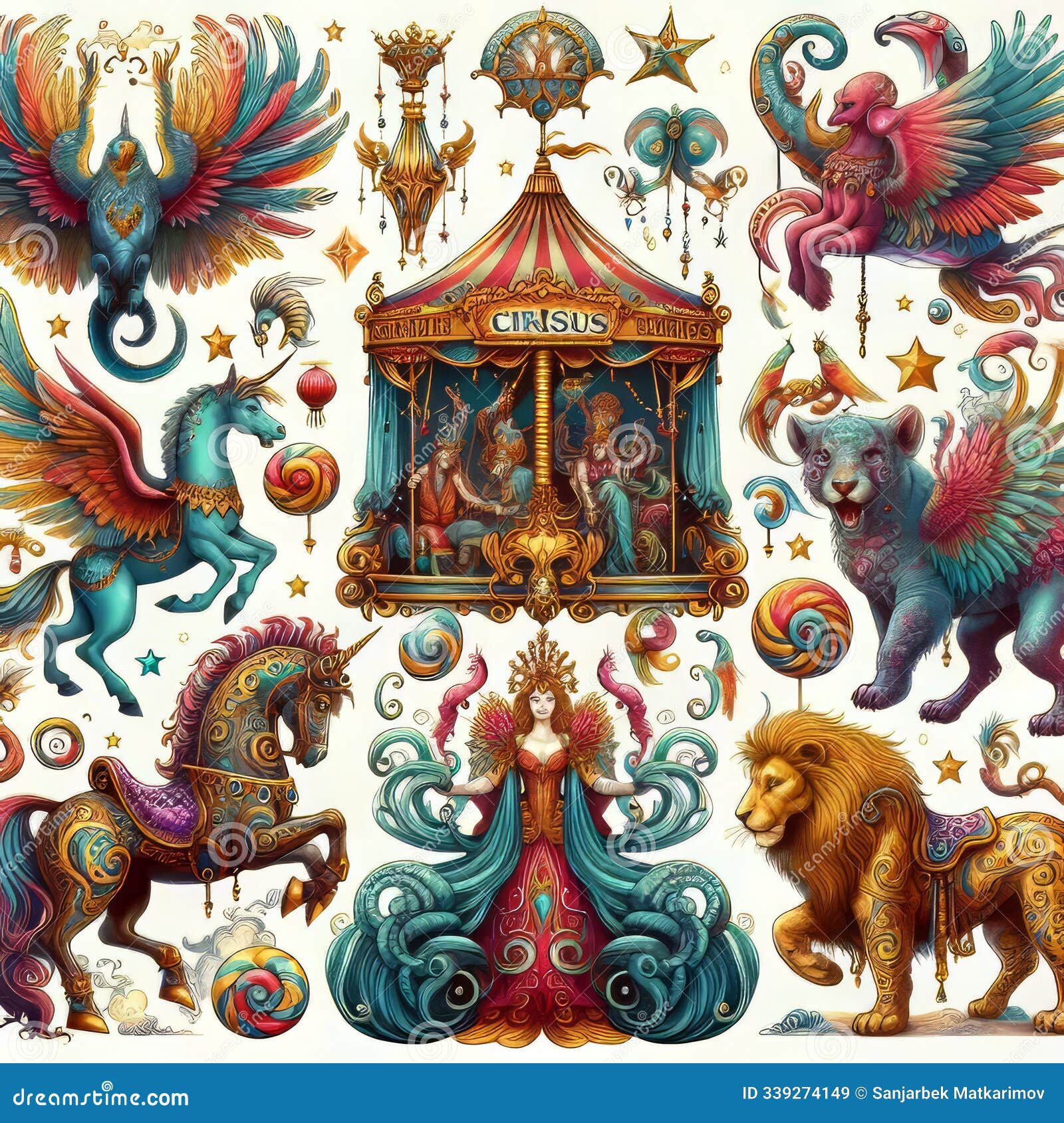 Fantasy Circus Illustrations with a Magical or Fantastical Theme Stock ...