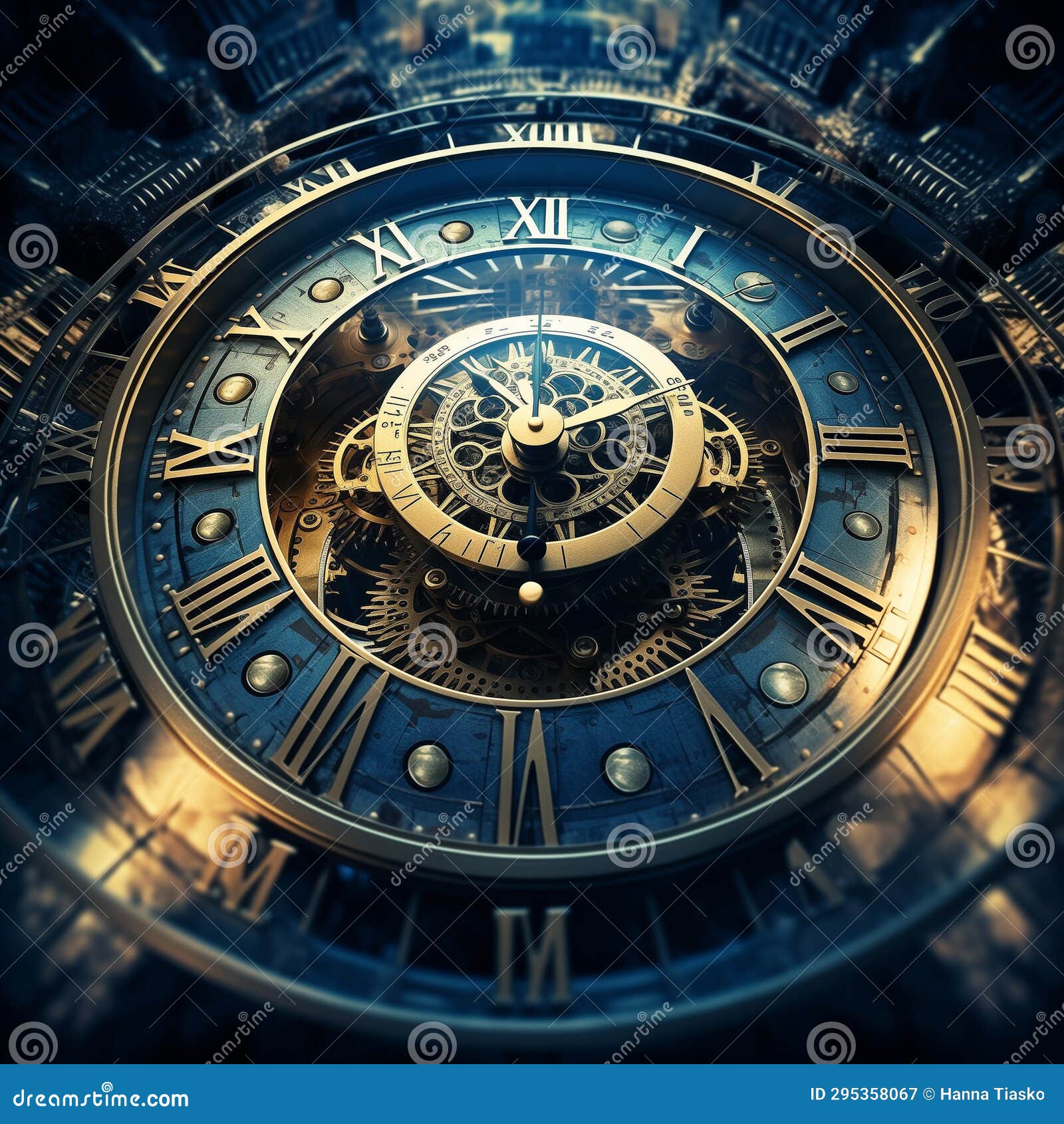 Fantasy Clock stock illustration. Illustration of light - 295358067