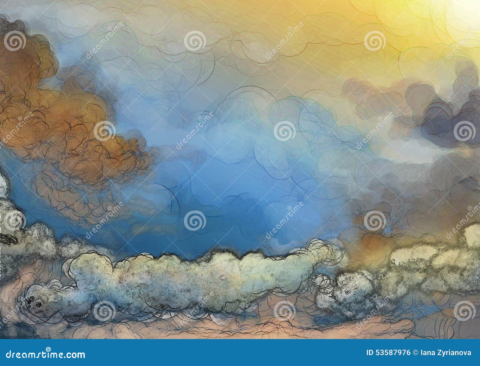 Fantasy cloud background stock illustration. Illustration of palette ...