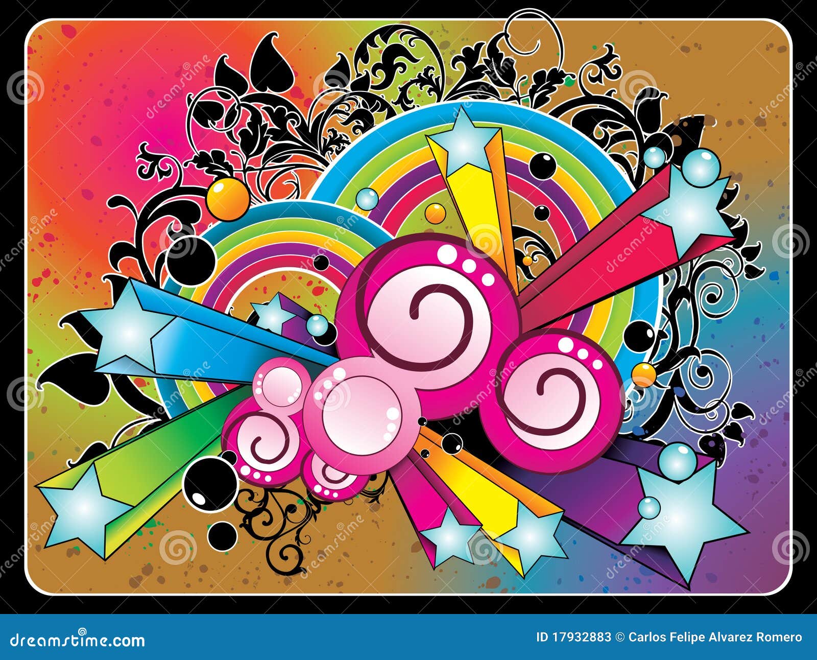 Fantasy color stock vector. Illustration of floral, particles - 17932883