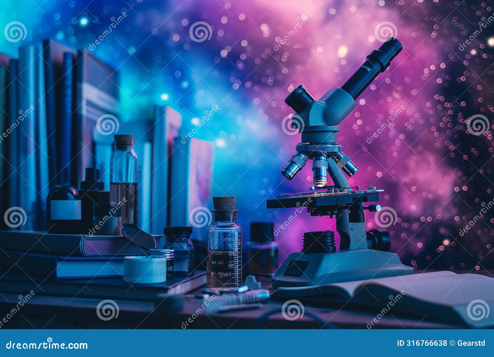 Fantasy Colored Microscope in a Lab Setup Stock Photo - Image of ...
