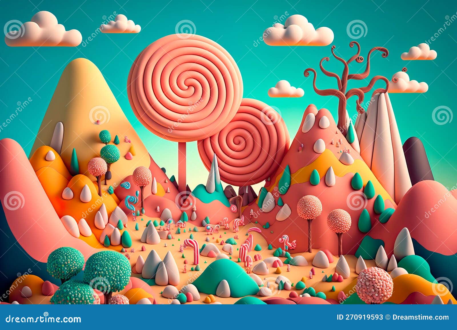 Fantasy Colorful Candy Landscape Generative AI Stock Illustration ...