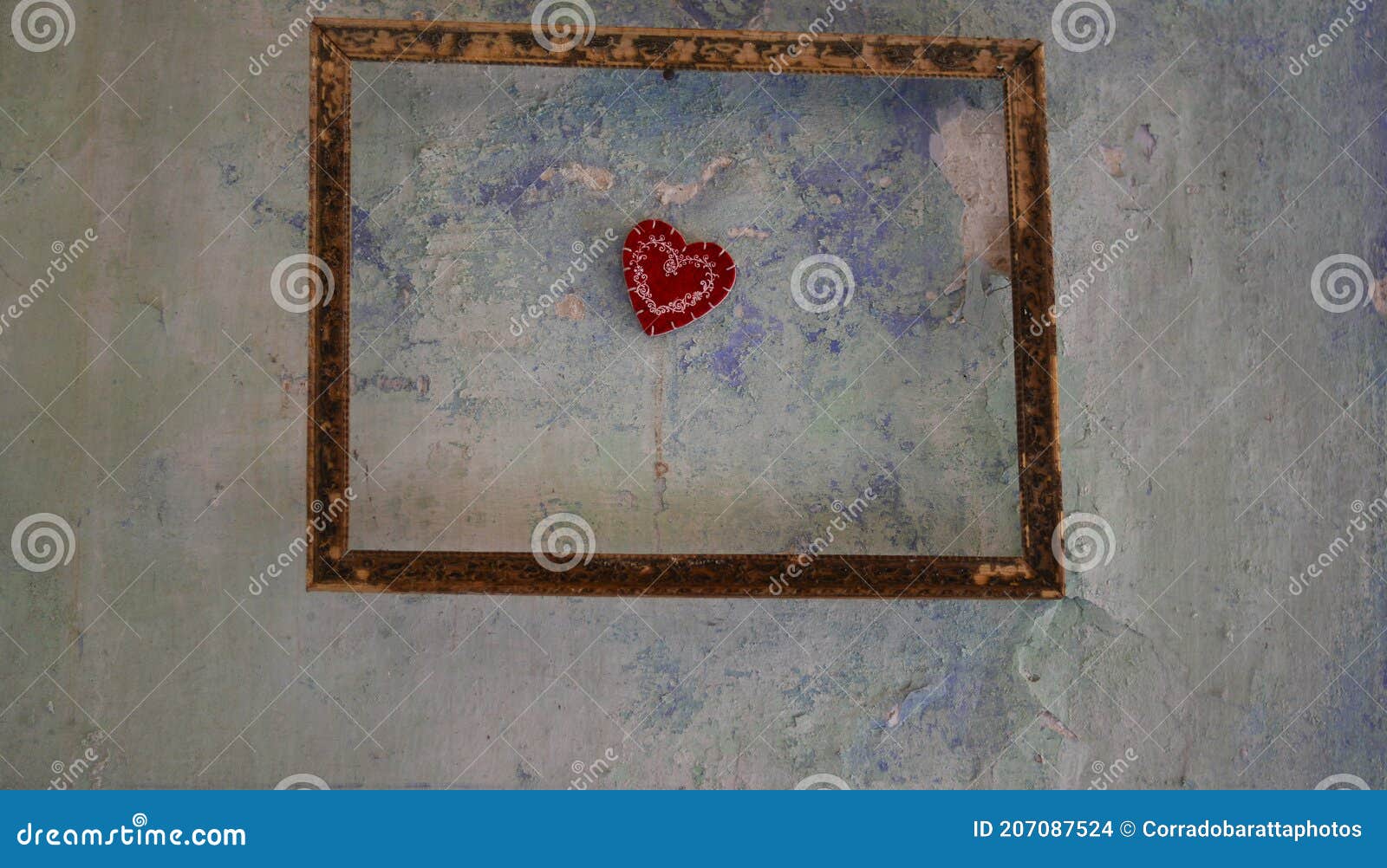 A Small Heart in a Frame of an Old Wall Stock Photo - Image of colors ...