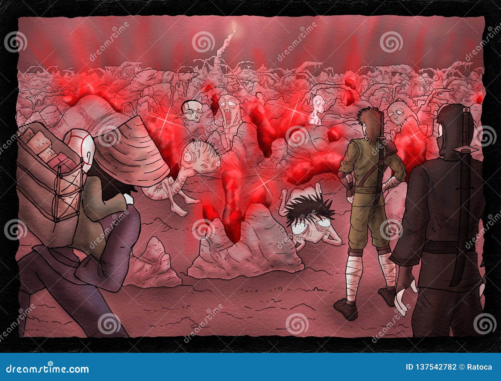 Fantasy comic cavern scene stock illustration. Illustration of color ...