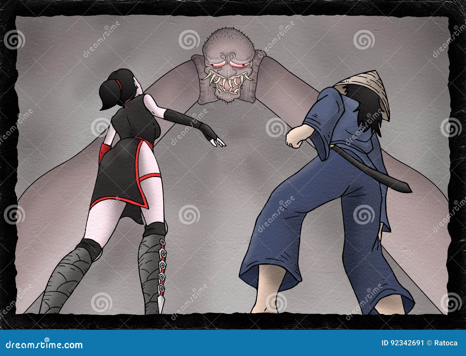 Fantasy comic scene stock illustration. Illustration of comic - 92342691