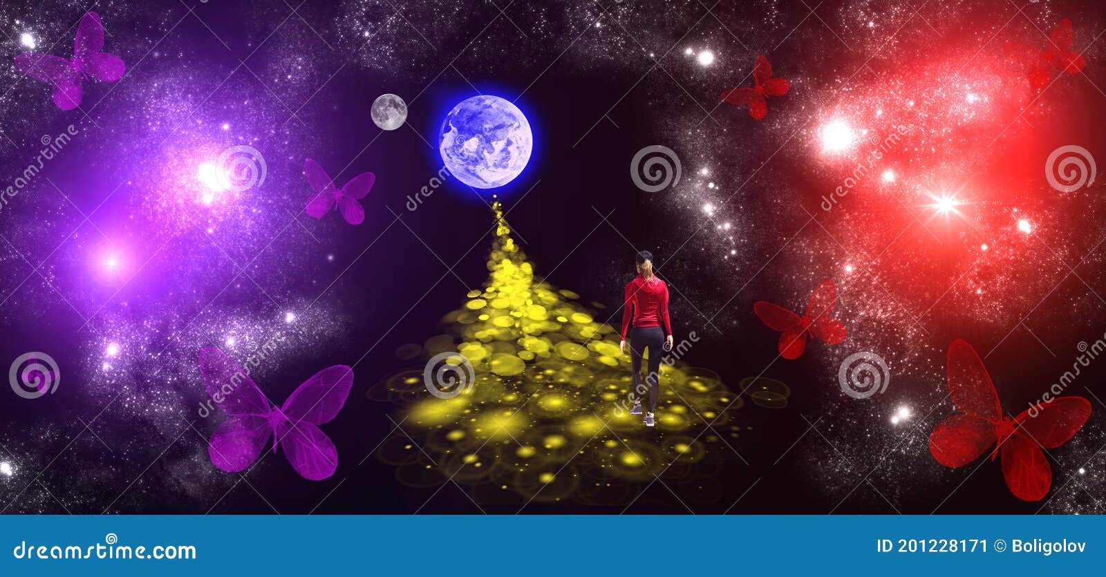 Fantasy Concept of Human and the Universe Stock Illustration ...