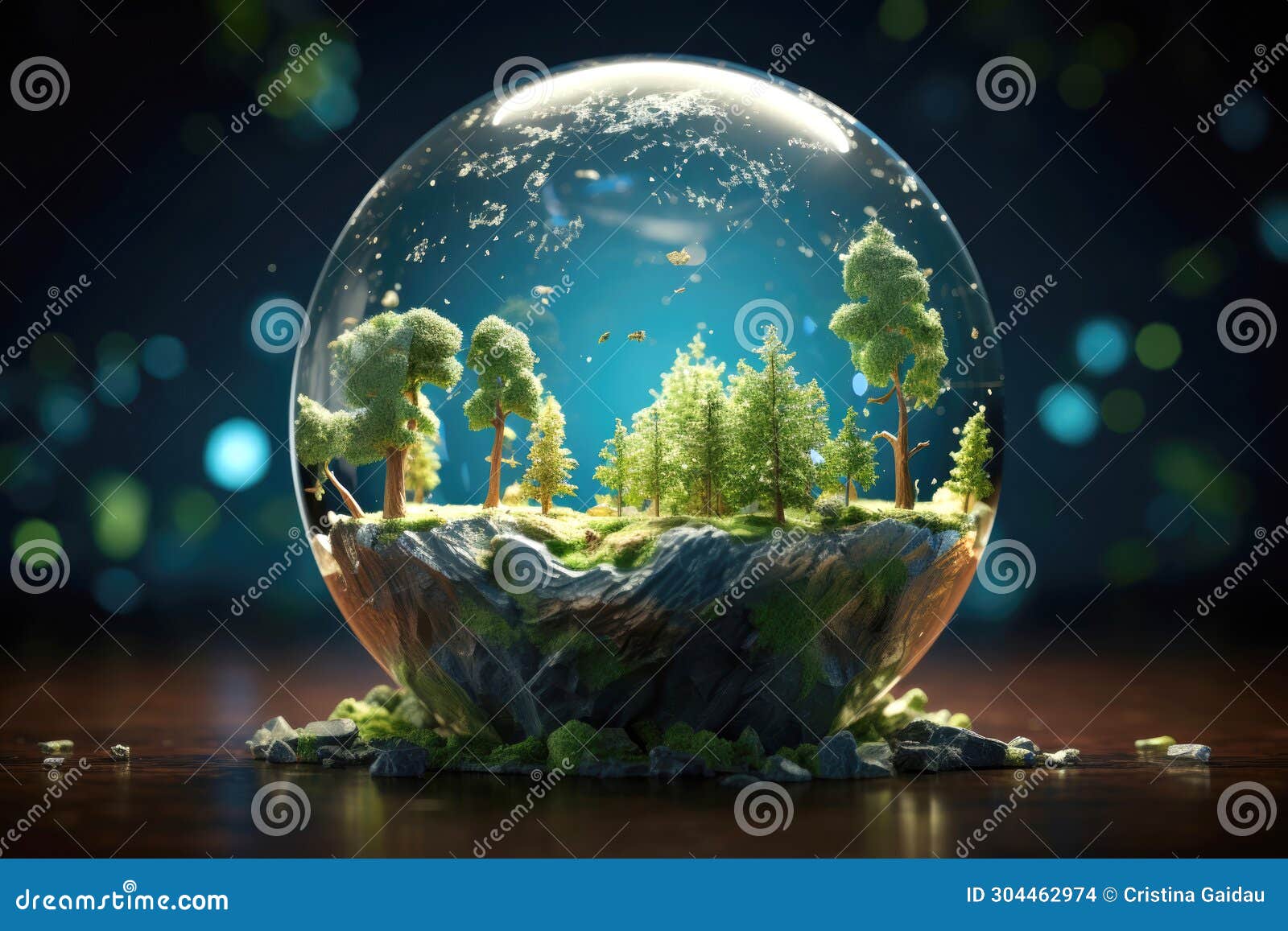 Miniature World Inside Transparent Sphere Stock Photo - Image of nature ...
