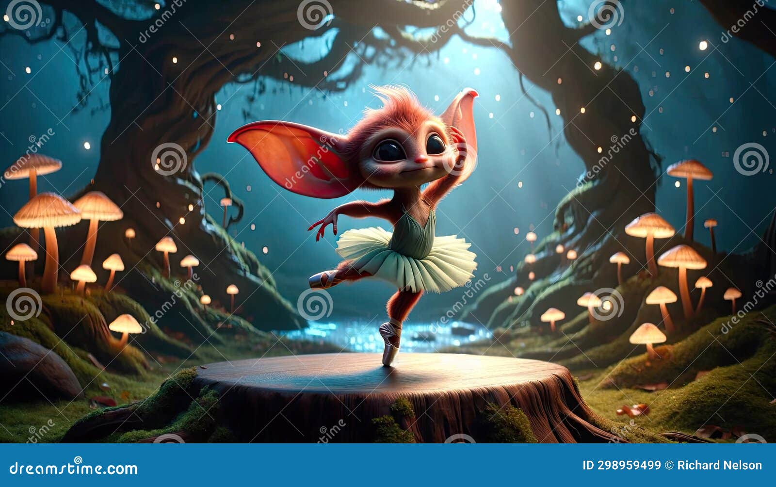 Fantasy Creature Dancing in Enchanted Forest Stock Illustration ...
