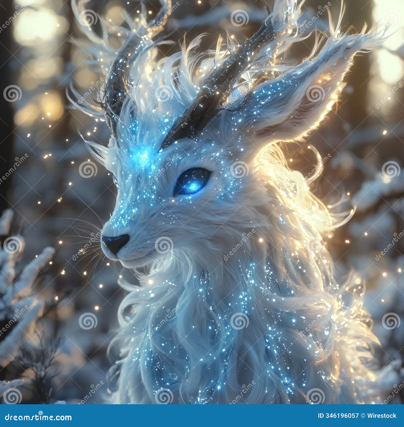 Fantasy Creature with Glowing Blue Eyes in a Forest. Stock Illustration ...