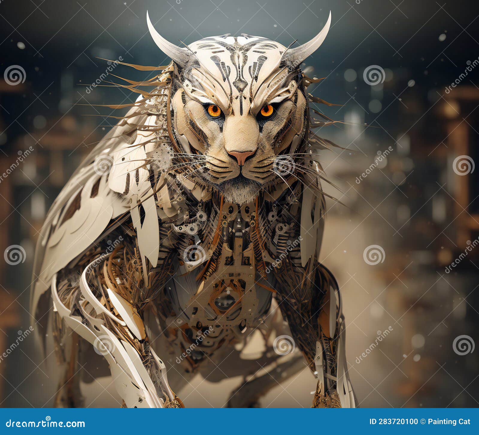 A Fantasy Creature with Horns and a Mask Stock Illustration ...