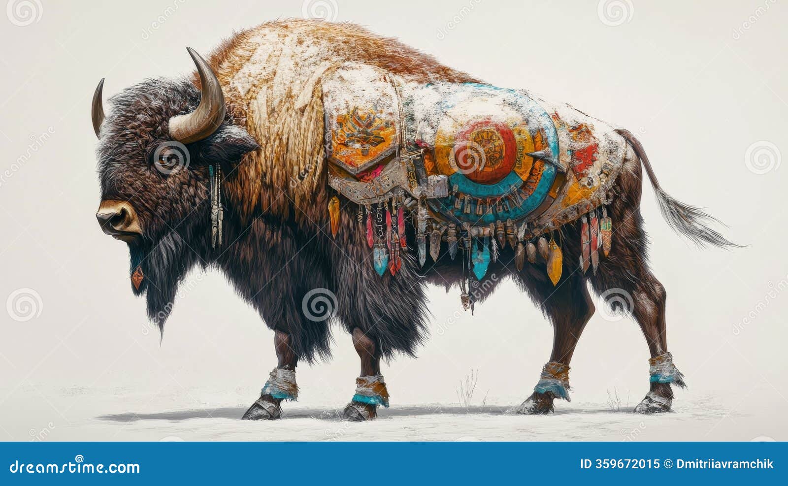 A Fantasy Creature, the Mythical Bison, Illustrated in Armor, Perfect ...