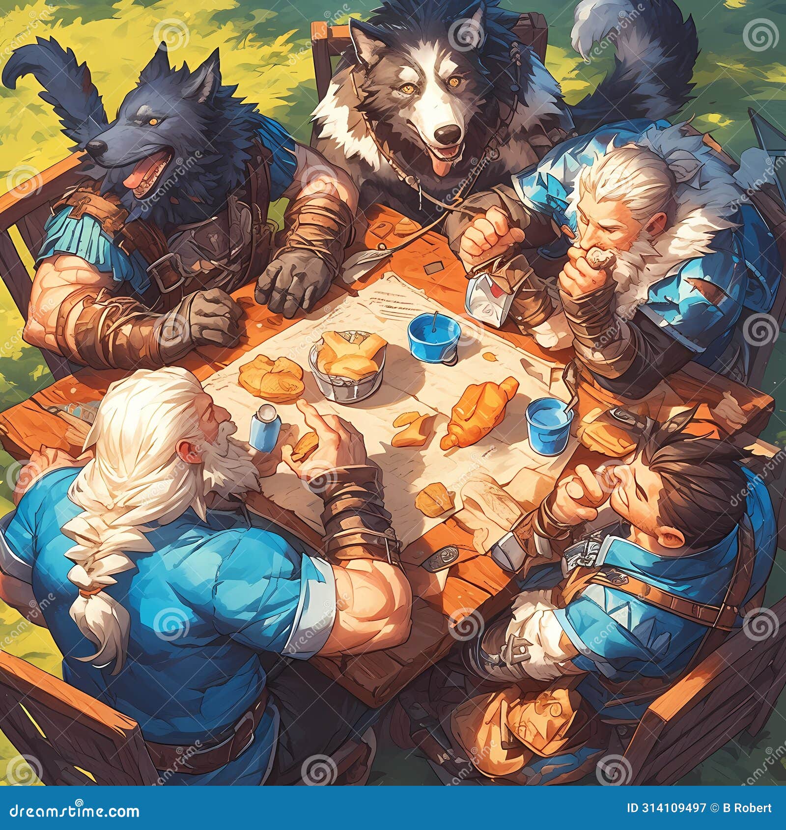 Fantasy Creatures Enjoying Draft Day at Table - 95 Characters Stock ...