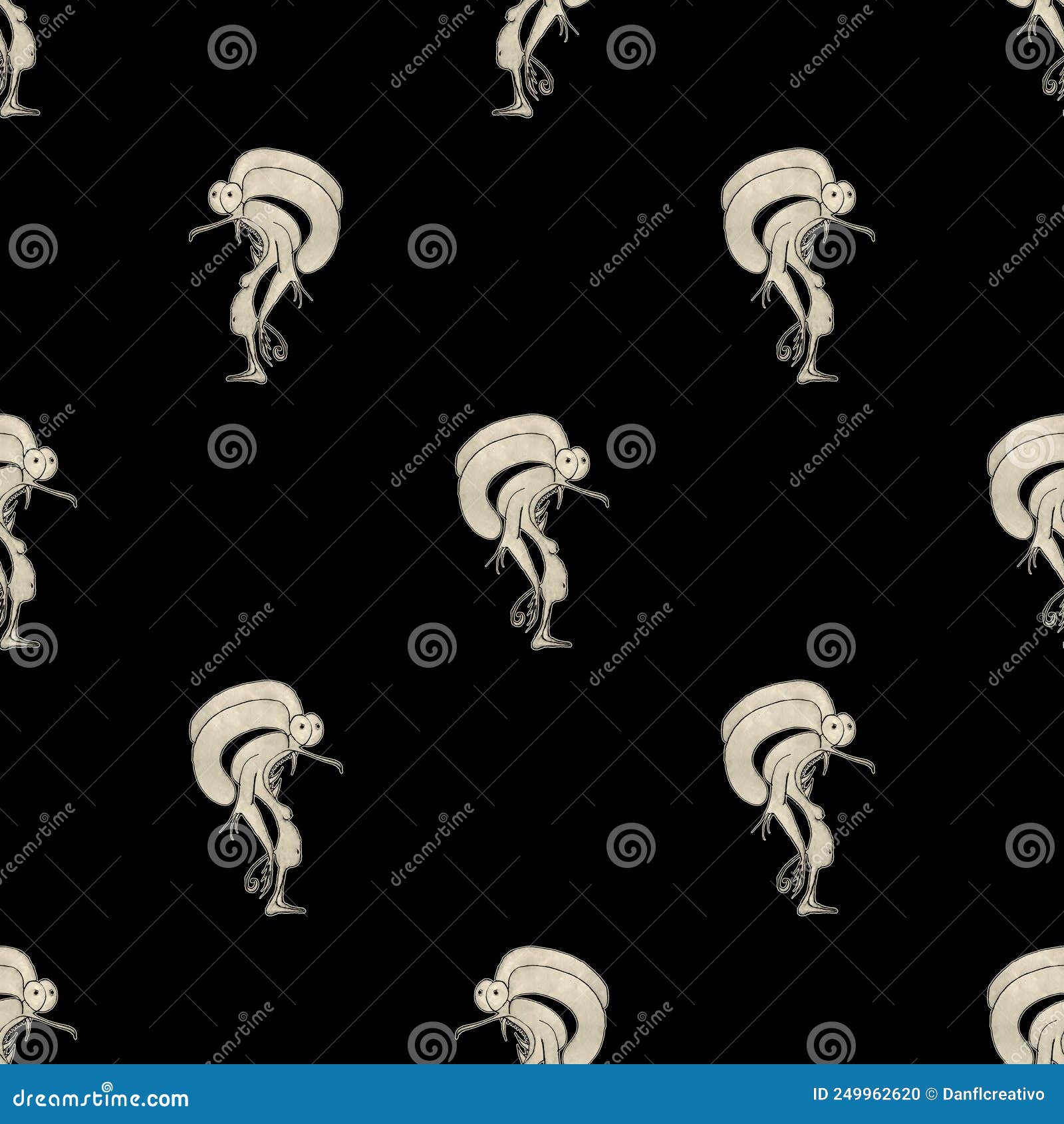 Crazy Monster Drawing Motif Seamless Pattern Stock Illustration ...