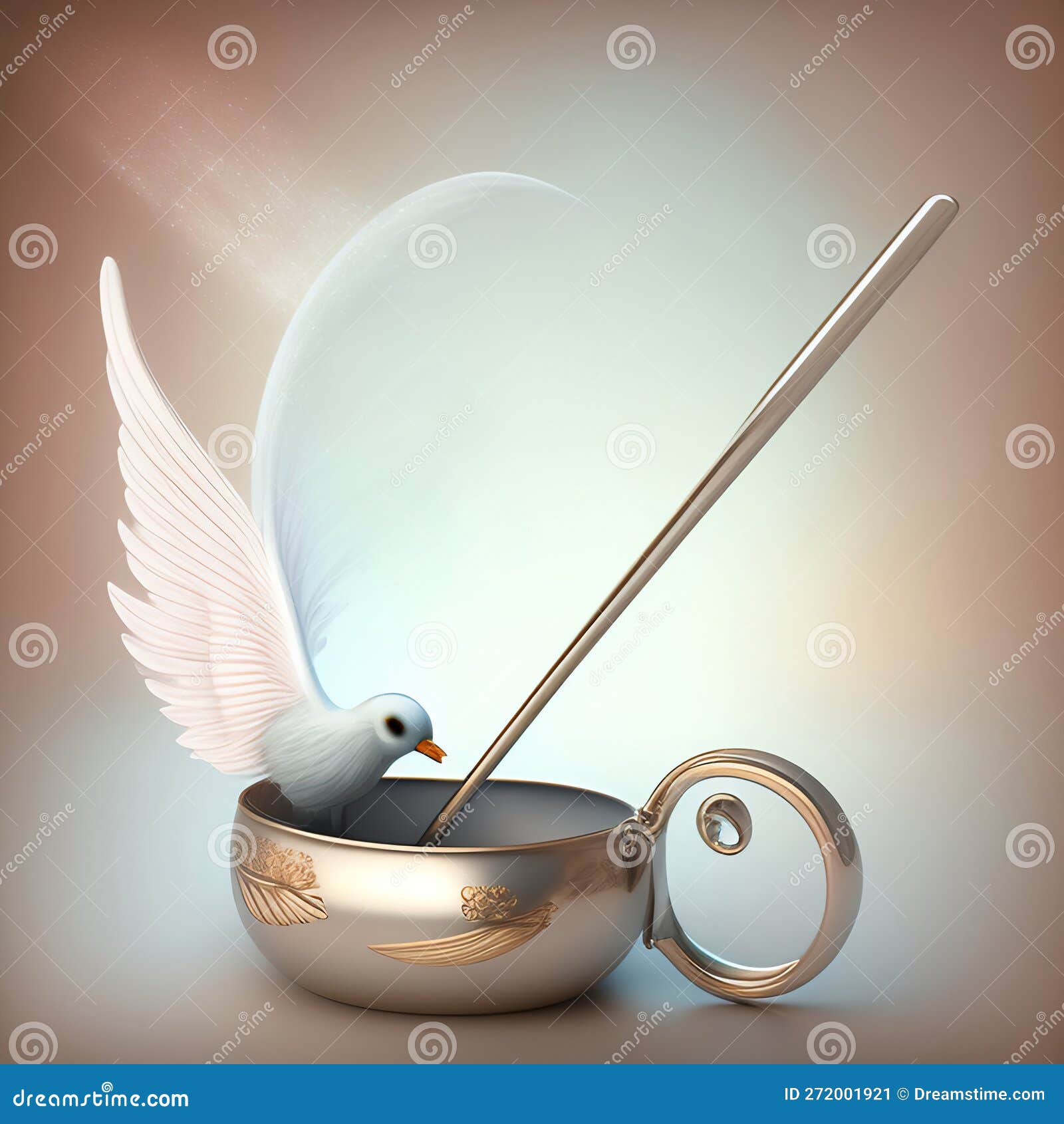 Generative AI: Fantasy Cup with Wings Stock Illustration - Illustration ...