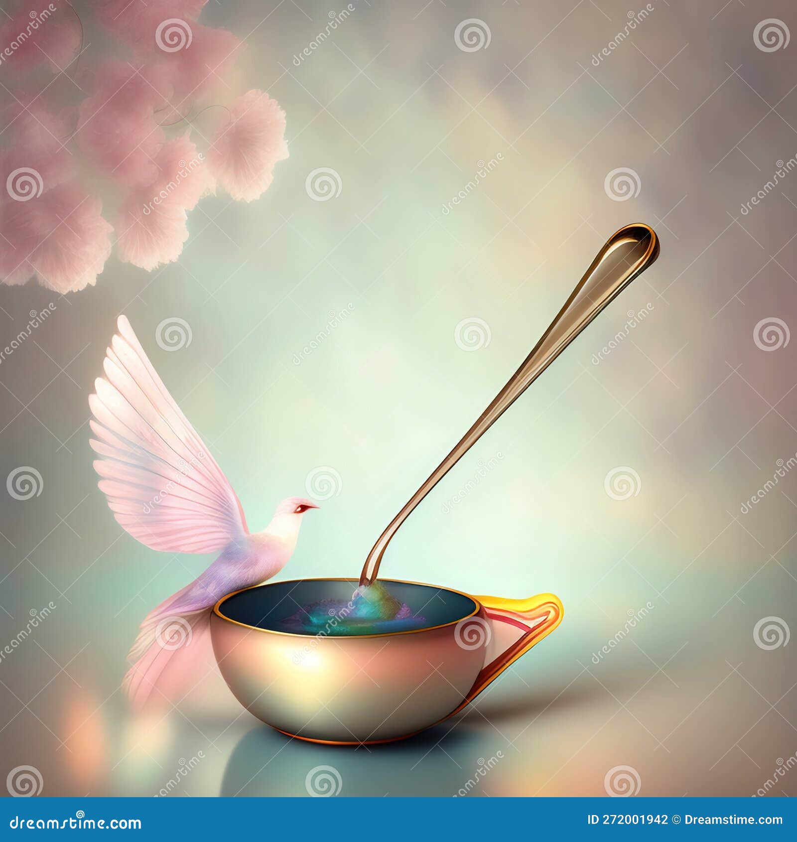 Generative AI: Fantasy Cup with Wings Stock Illustration - Illustration ...