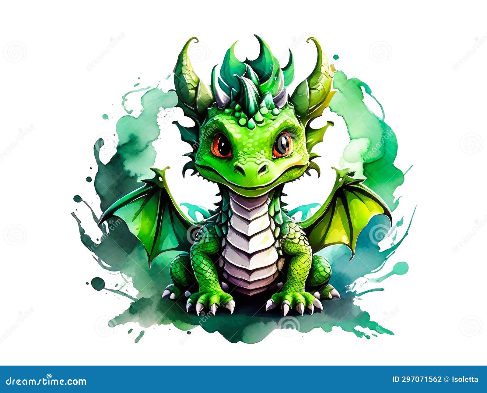 Fantasy cute green dragon stock illustration. Illustration of ...