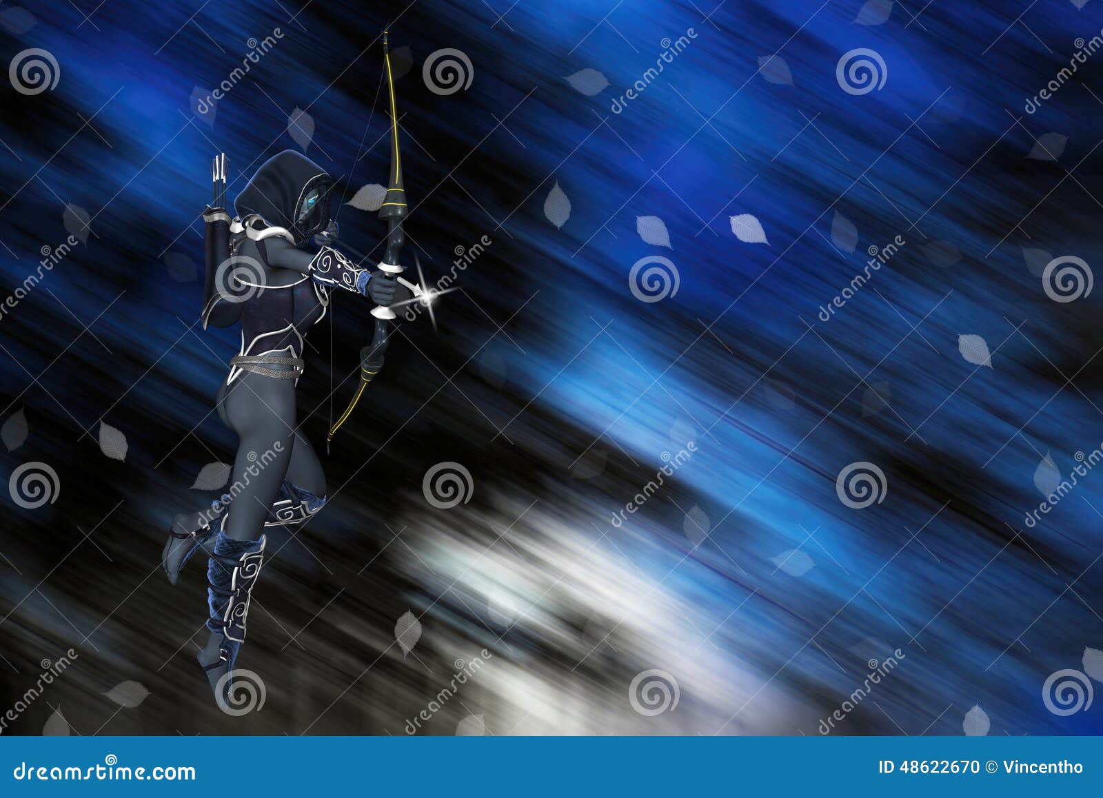 Fantasy Dark Elf Archer Class Background Illustration Stock ...