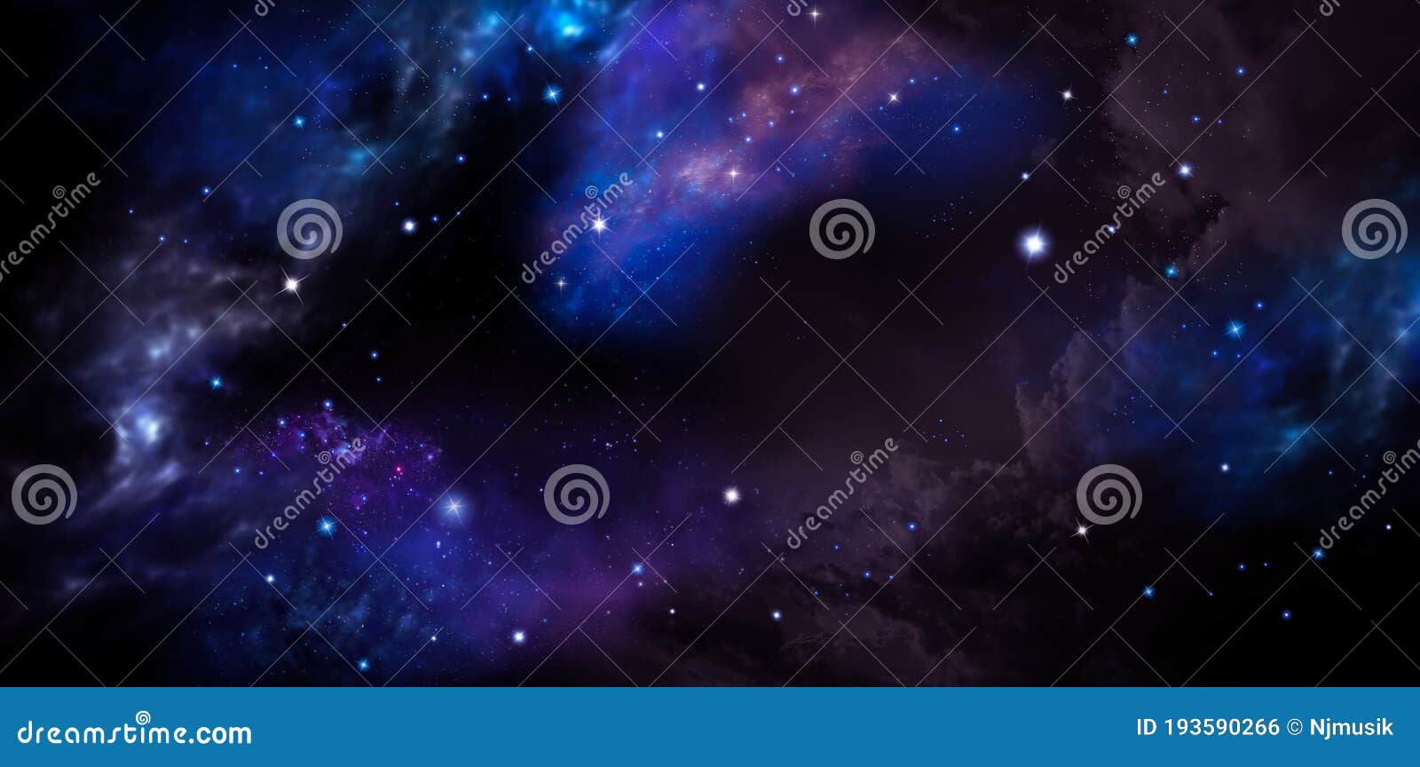 Fantasy Deep Space, Nebula And Stars In Night Sky Banner Stock ...