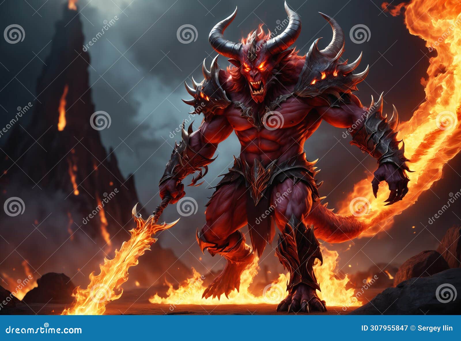 Fantasy Demon on Fire. Generative AI Stock Illustration - Illustration ...