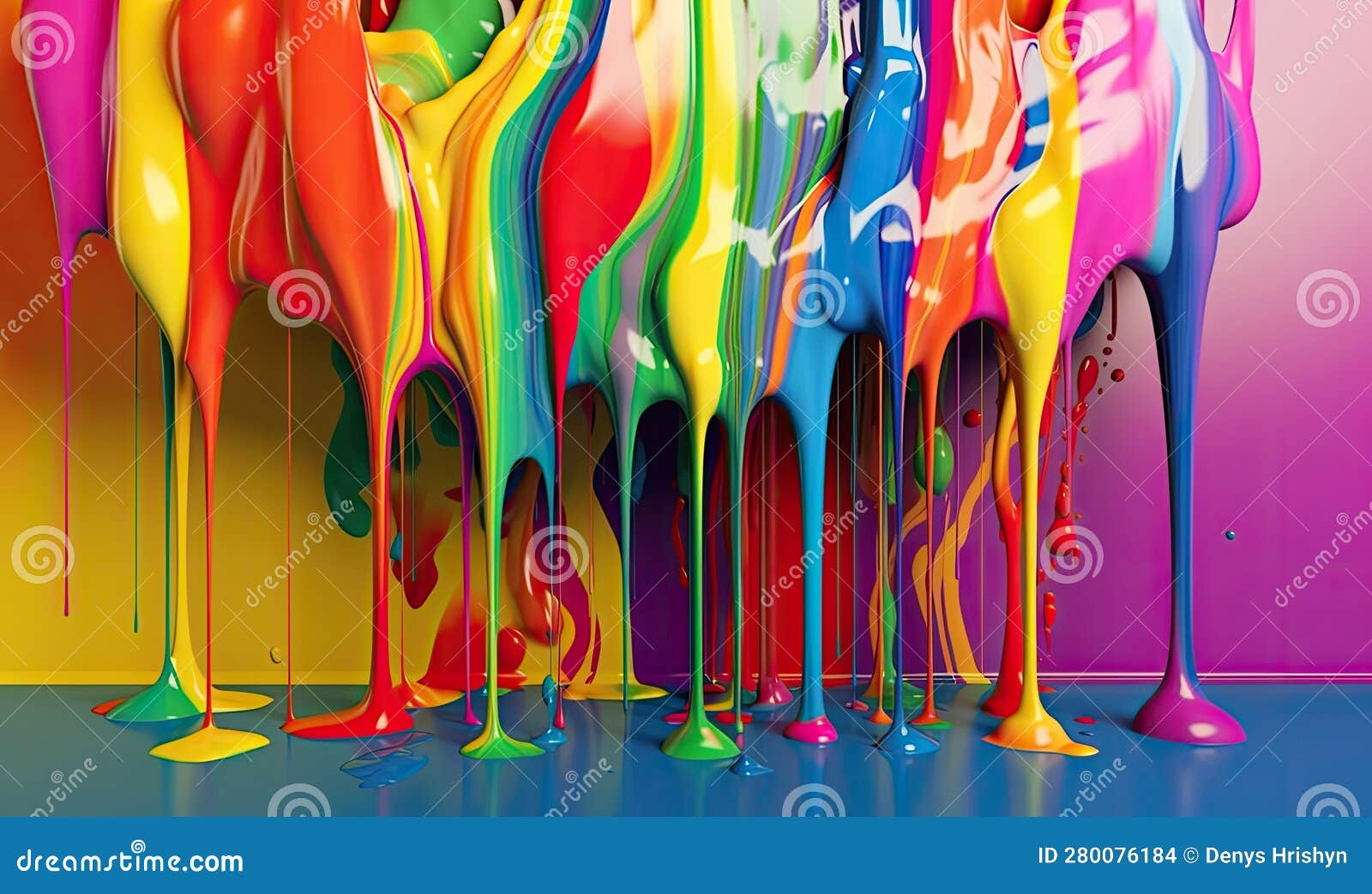 Fantasy Design with Rainbow Paint Dripping Down Creating Using ...