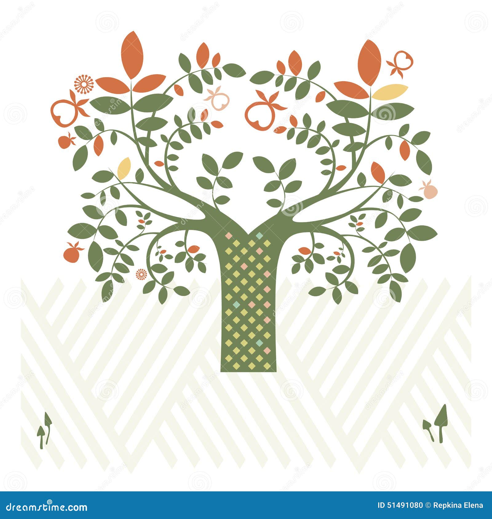 Fantasy design with tree stock vector. Illustration of sweet - 51491080