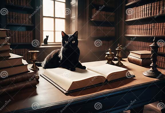 Fantasy Desk with Books and Scrolls. Fantasy Room with a Desk Stock ...