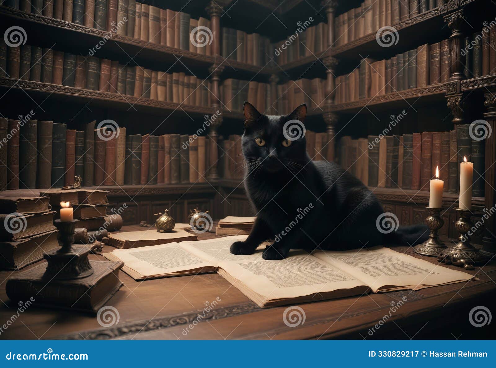 Fantasy Desk with Books and Scrolls. Fantasy Room with a Desk Stock ...