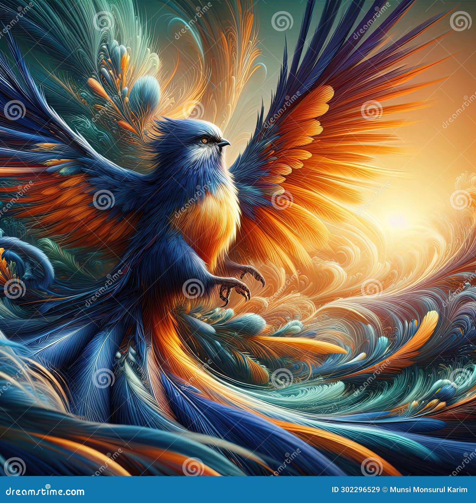 Fantasy Digital Art Bird Wallpaper Stock Illustration - Illustration of ...