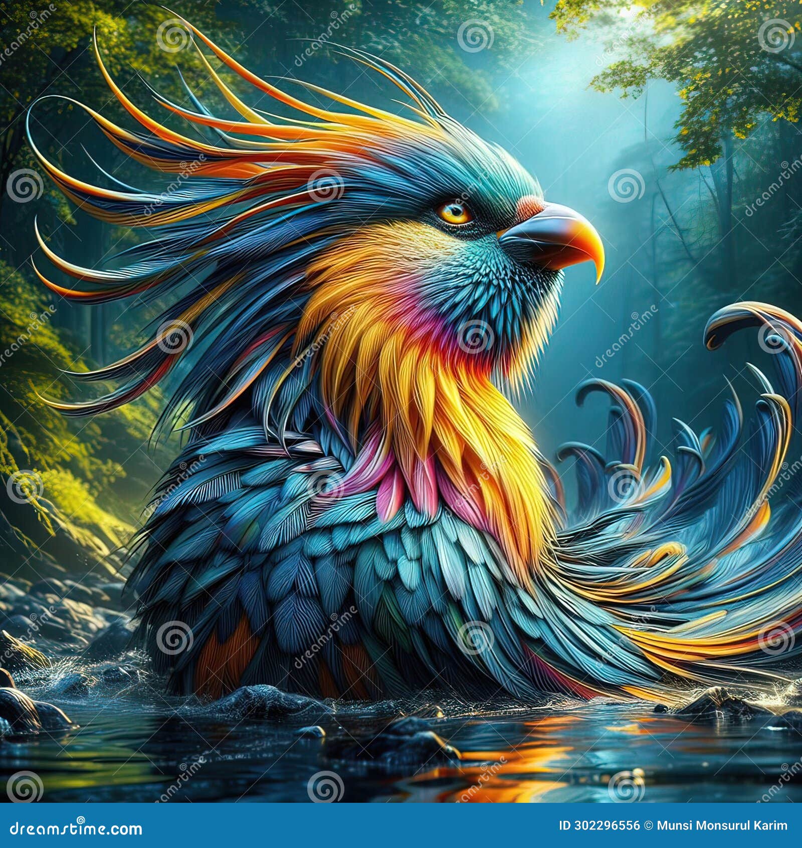 Fantasy Digital Art Bird Wallpaper Stock Illustration - Illustration of ...