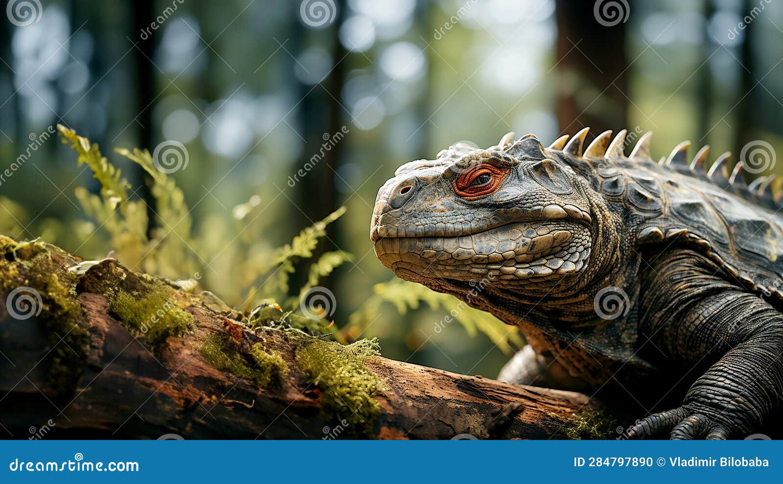 Fantasy Dinosaur in a Prehistoric Forest Stock Illustration ...