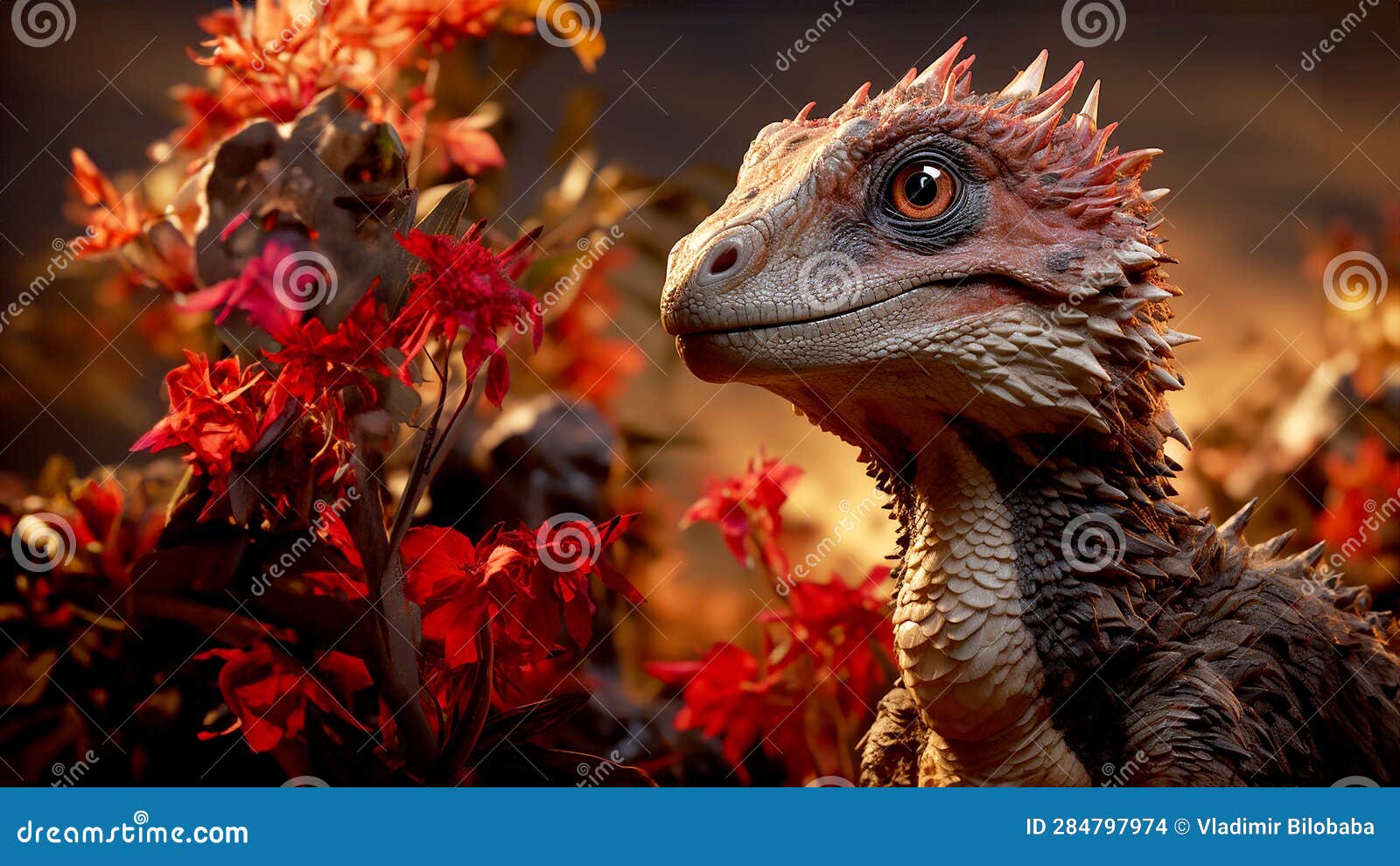 Fantasy Dinosaur in a Prehistoric Forest Stock Illustration ...