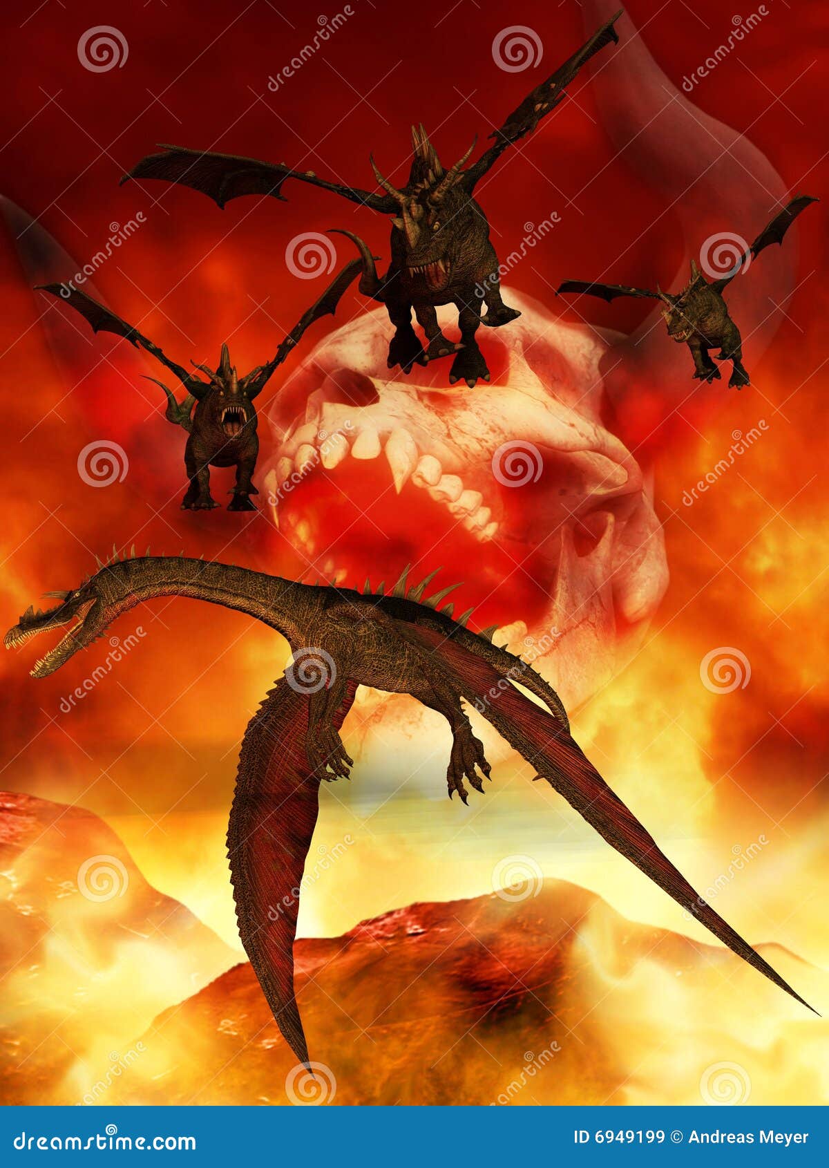Fantasy Dragon stock illustration. Illustration of aggressive - 6949199