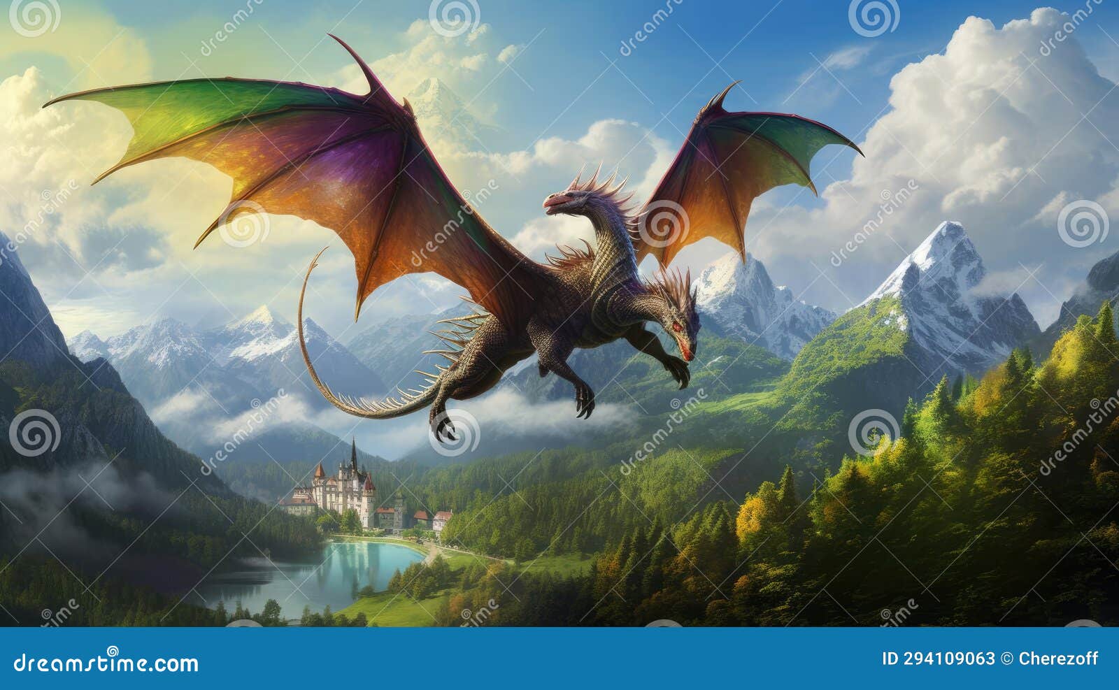 Fantasy Dragon in a Beautiful Landscape Stock Image - Image of fantasy ...