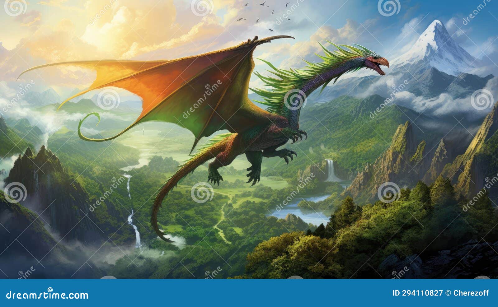 Fantasy Dragon in a Beautiful Landscape Stock Image - Image of ancient ...