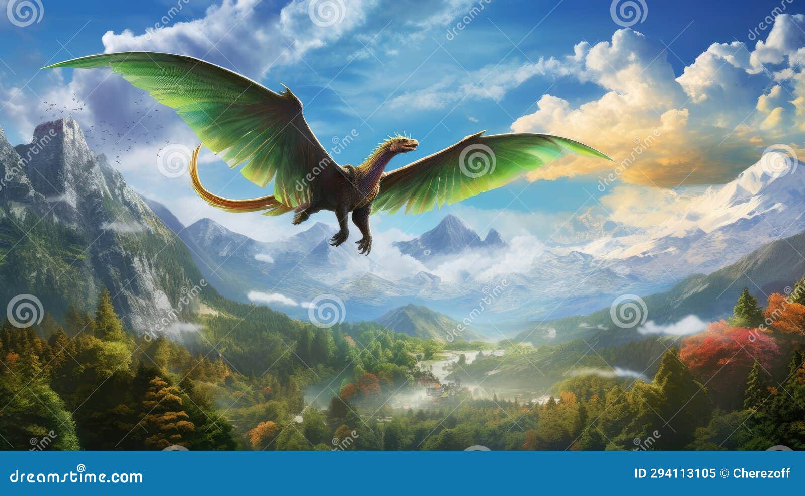 Fantasy Dragon in a Beautiful Landscape Stock Image - Image of tale ...