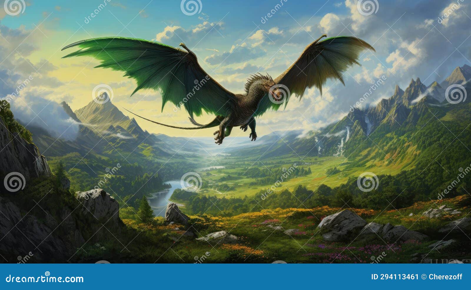 Fantasy Dragon in a Beautiful Landscape Stock Image - Image of myth ...