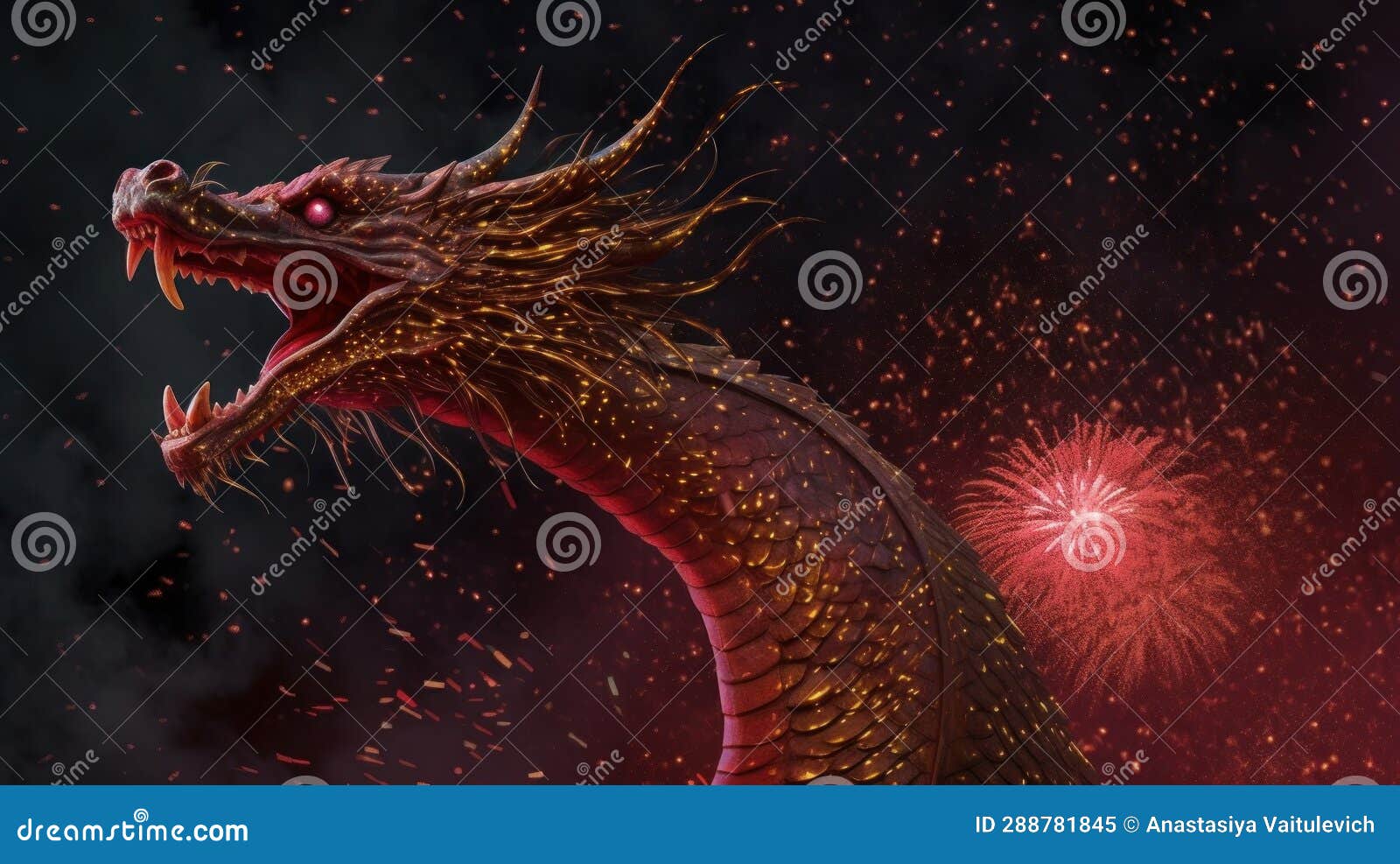 Fantasy Dragon with Red Sparkles Stock Image - Image of party, fire ...