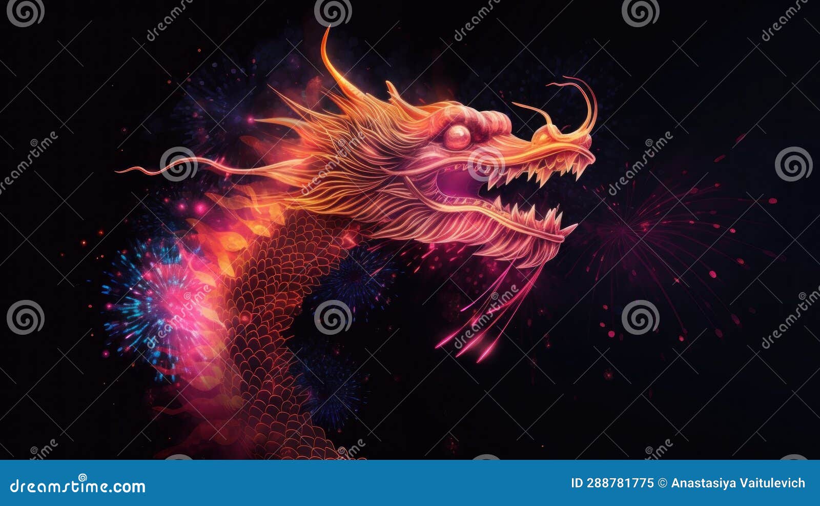 Fantasy Dragon with Sparkles Illustration Stock Illustration ...