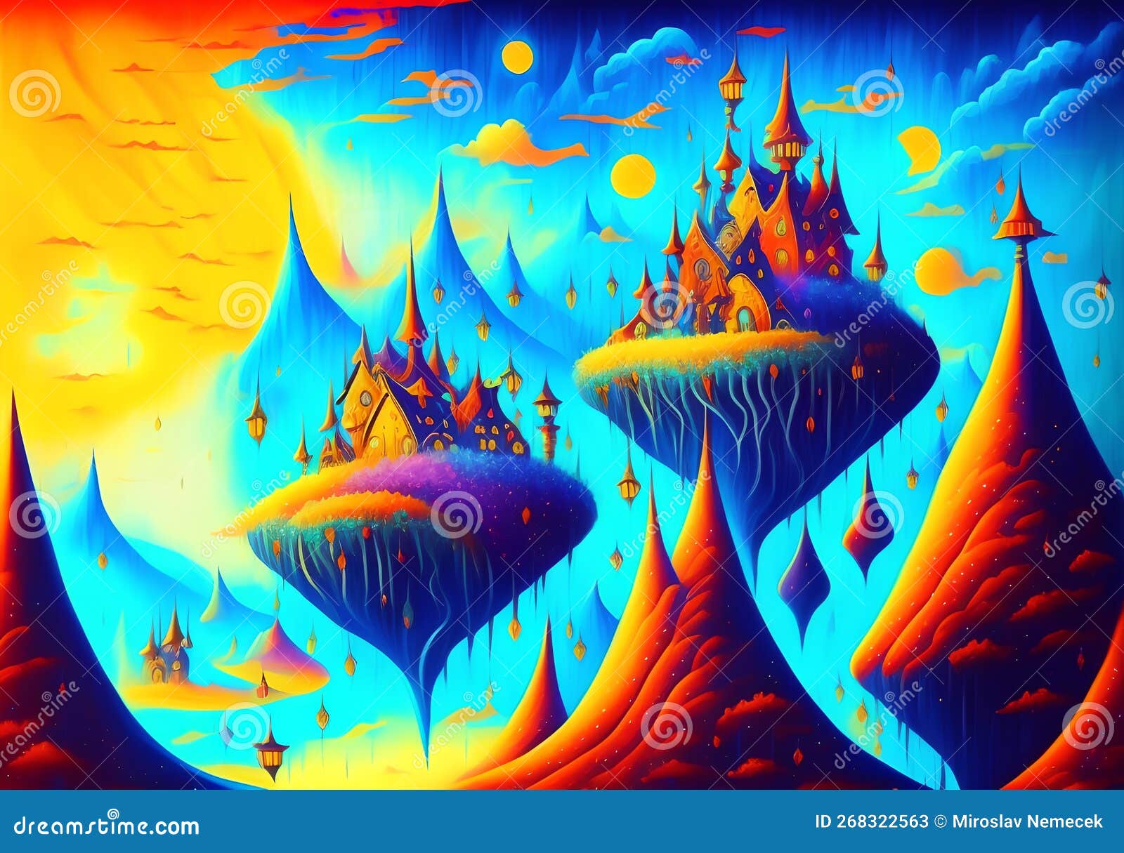 Fantasy Dream Land, Generative AI Illustration Stock Illustration ...
