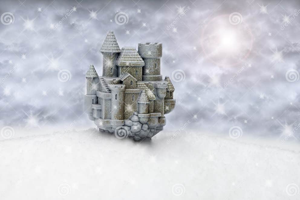 Fantasy Dream Snow Castle stock illustration. Illustration of dream ...