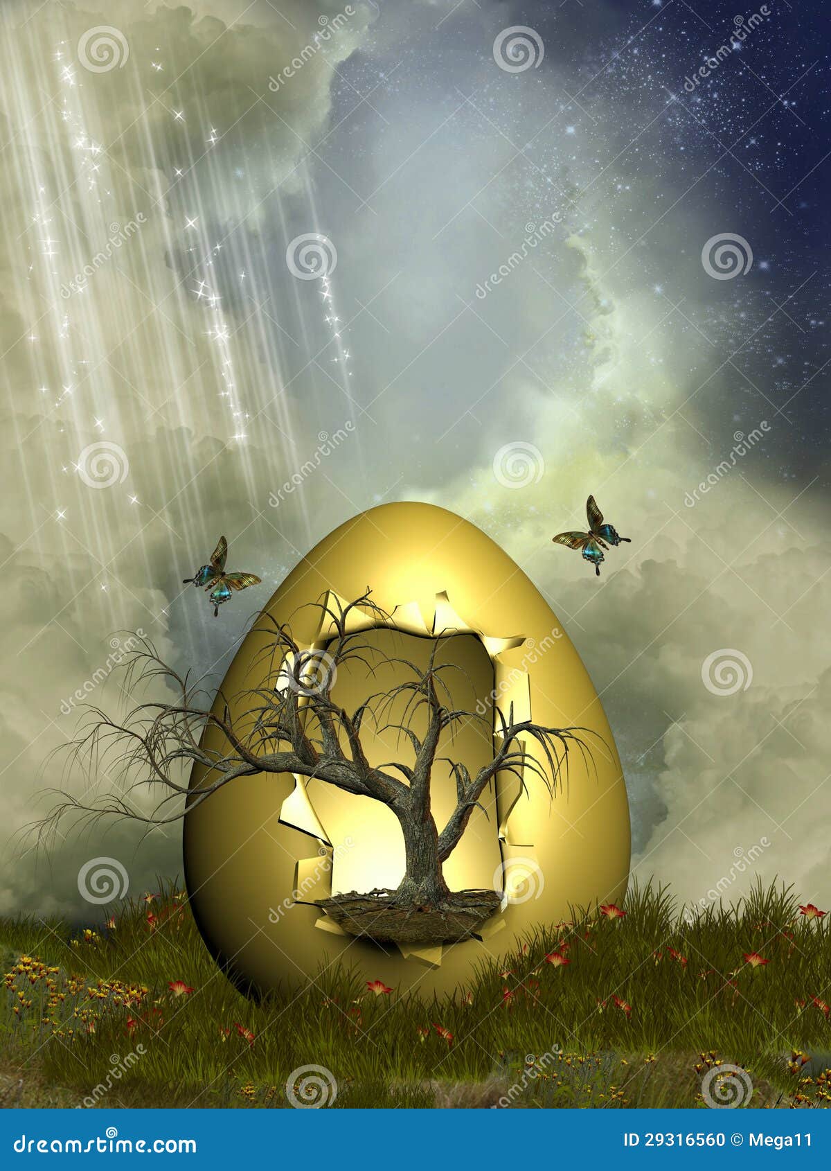 Fantasy egg with tree stock illustration. Illustration of magic - 29316560