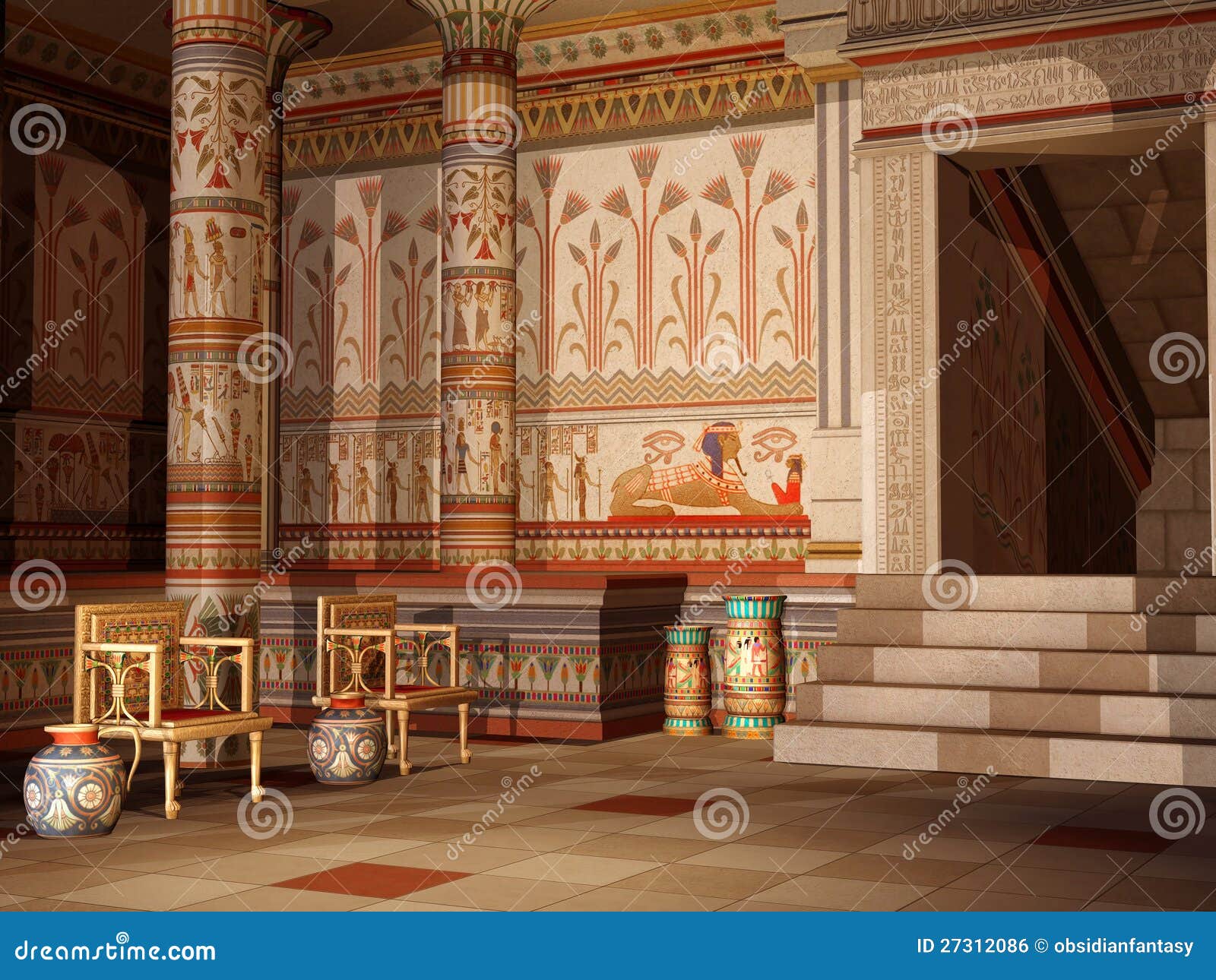 Fantasy Egyptian temple stock illustration. Illustration of pyramid ...