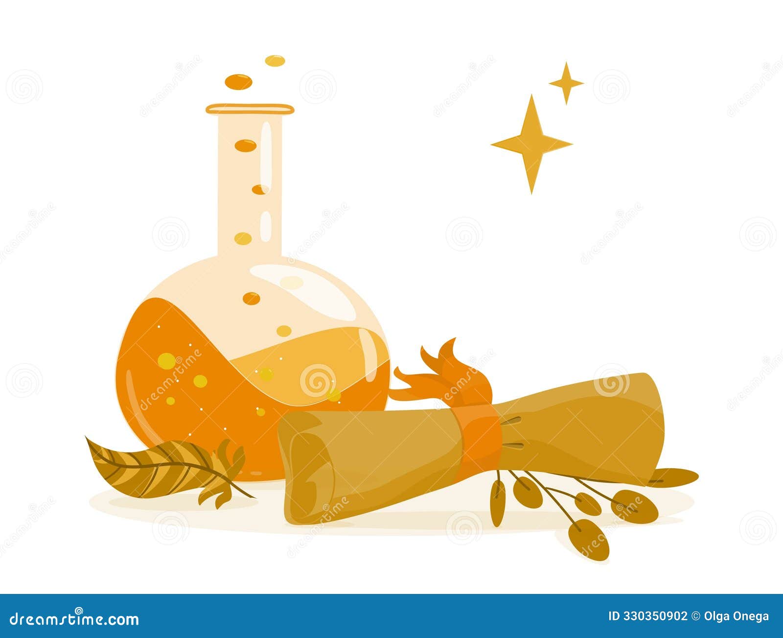 Fantasy Elements on a White Isolated Background in a Cartoon Style ...