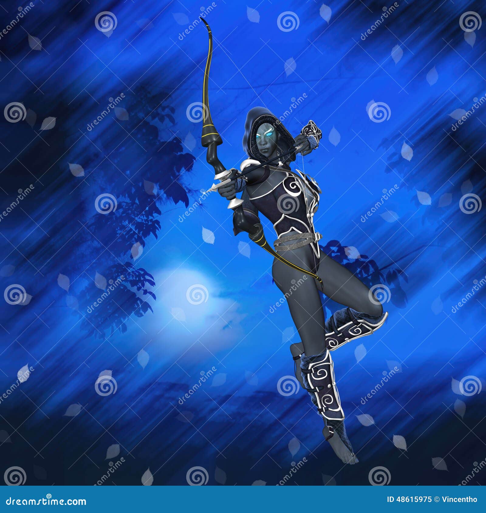 Fantasy Elf Race Archer Bow Arrows Illustration Stock Illustration ...