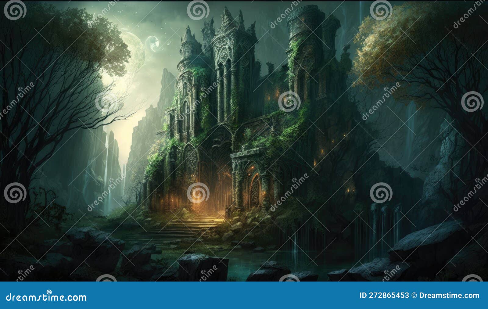 Fantasy Enchanted Castle. Generative AI Stock Illustration ...
