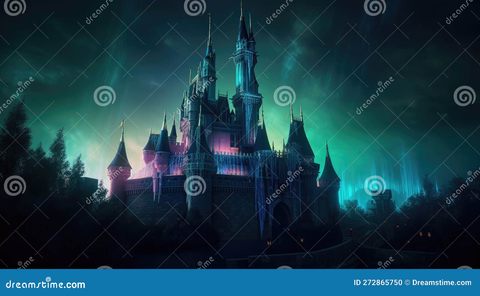 Fantasy Enchanted Castle. Generative AI Stock Illustration ...