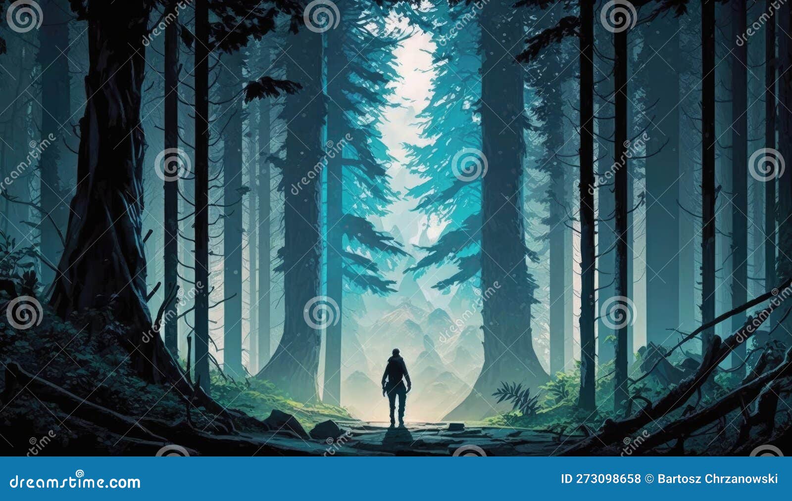 Fantasy Enchanted Landscape Dense Forest. Generative AI Stock ...